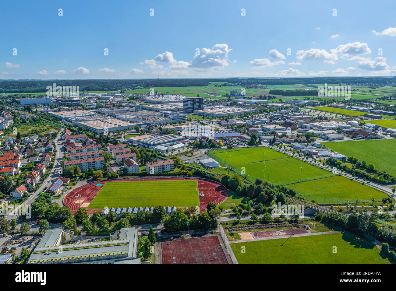 The beautiful town Mindelheim in the Lower Allgaeu with its striking ...