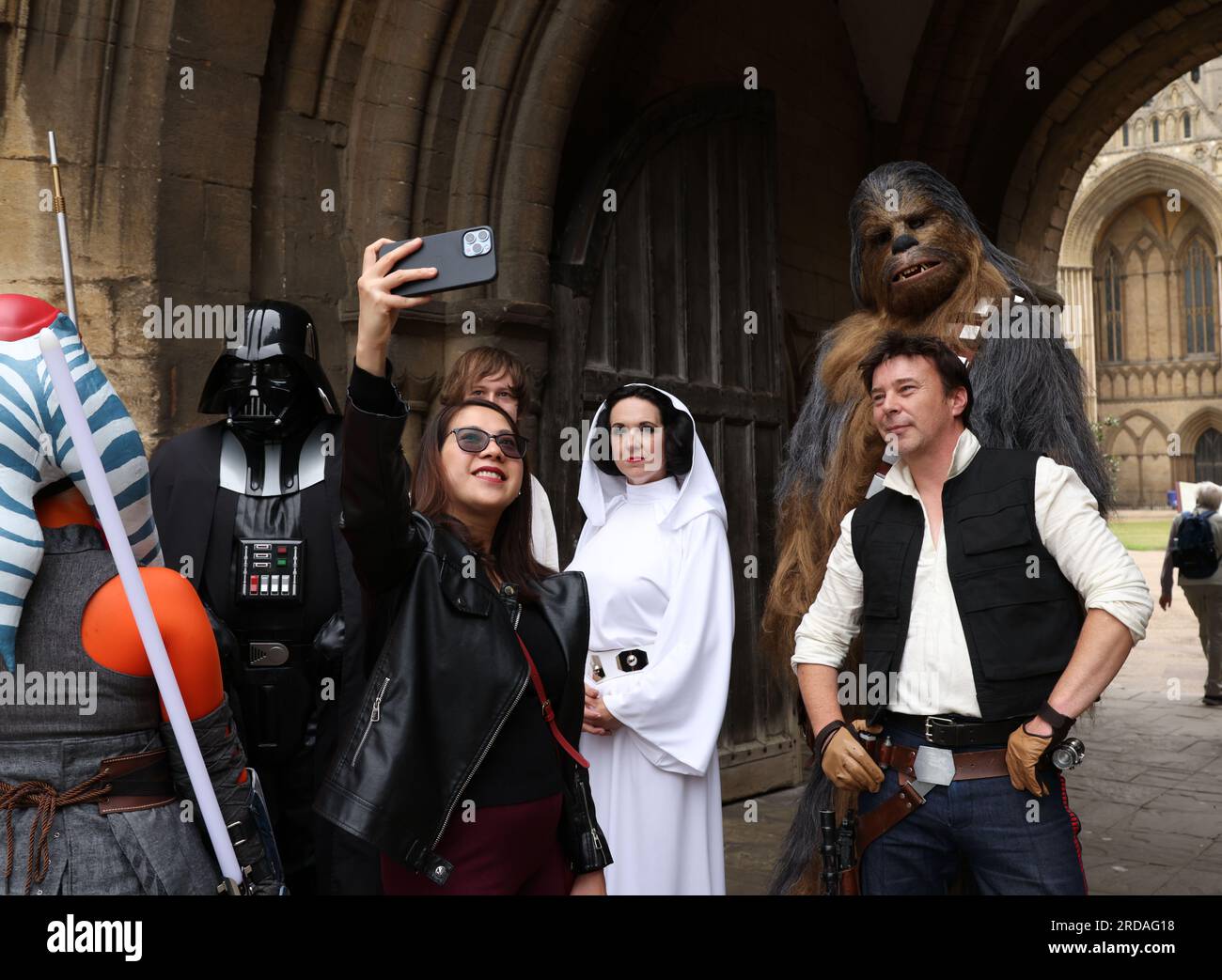 Peterborough, UK. 18th July, 2023. A lady takes a selfie with Luke ...