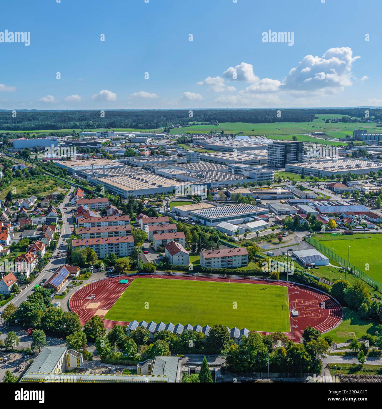 The beautiful town Mindelheim in the Lower Allgaeu with its striking ...