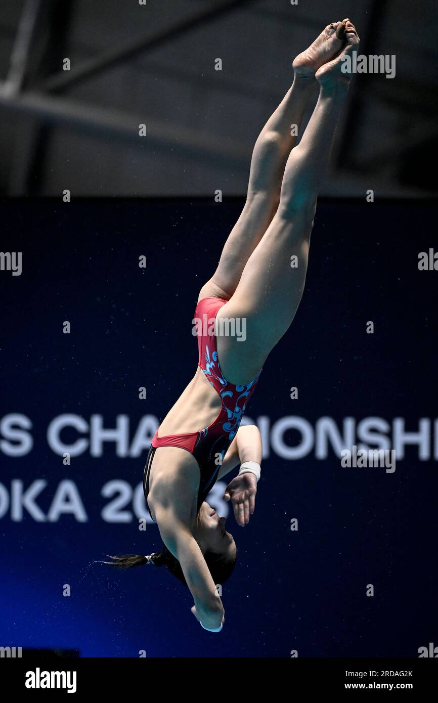 Fukuoka, Japan. 15th July, 2023. Shan Lin of China competes in the 1m ...