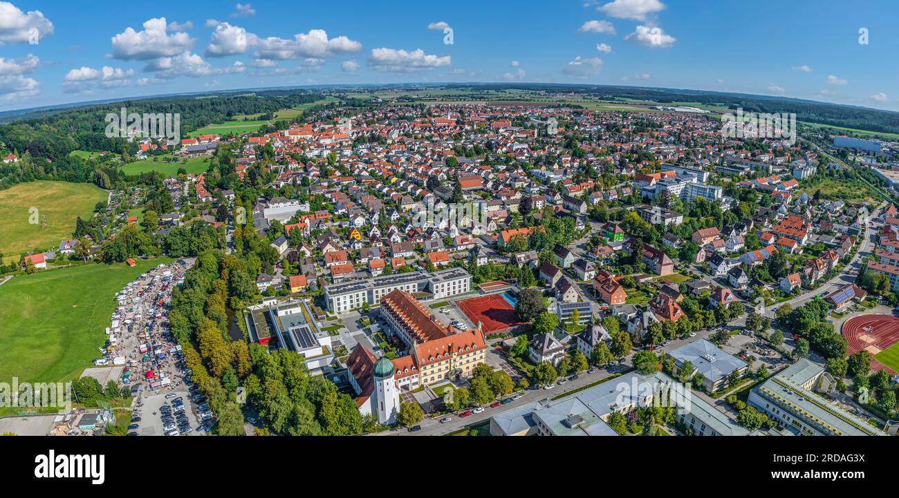 The beautiful town Mindelheim in the Lower Allgaeu with its striking ...