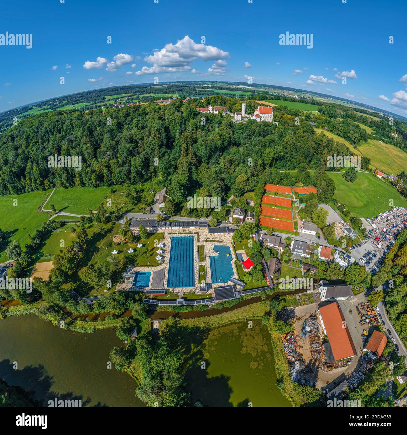 The beautiful town Mindelheim in the Lower Allgaeu with its striking ...