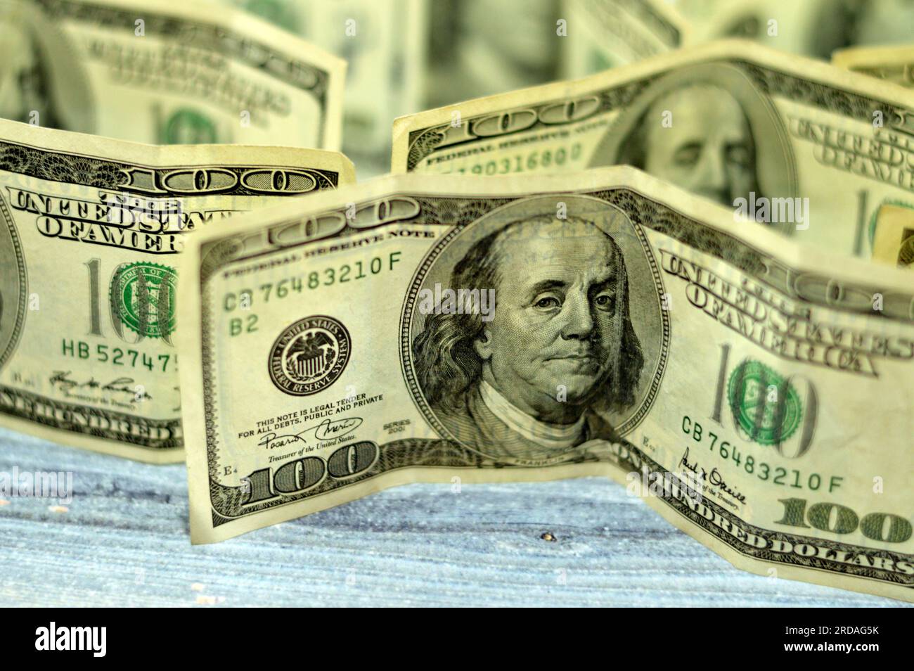 pile of 100 one hundred dollar banknote currency cash money old series ...