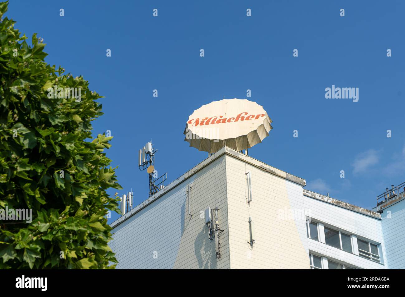 Villach, Austria. July 18 2023. exterior view of the historic Villacher ...