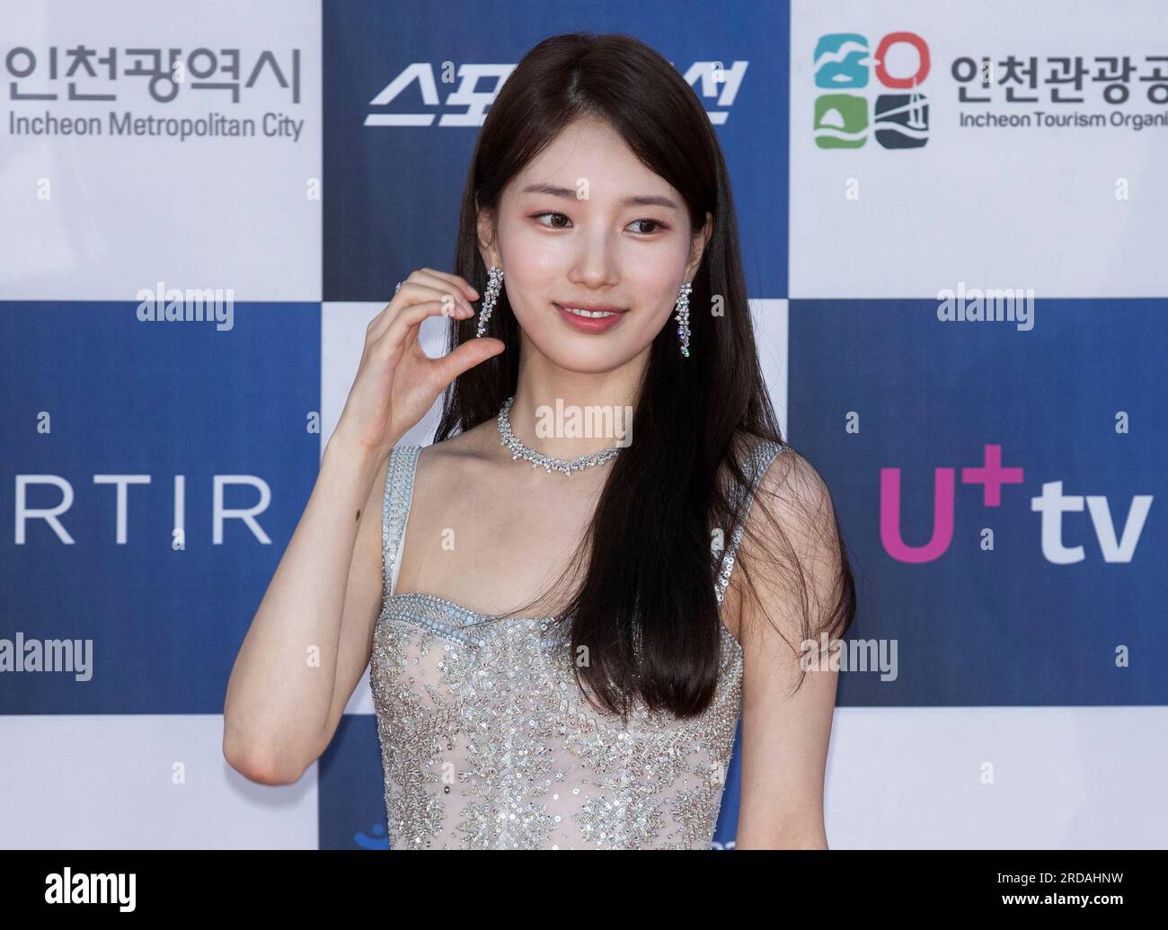Incheon, South Korea. 19th July, 2023. South Korean actress Bae Su-ji ...