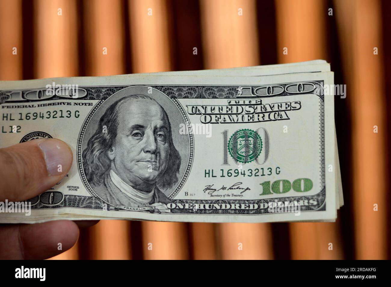 pile of 100 one hundred dollar banknote currency cash money old series ...