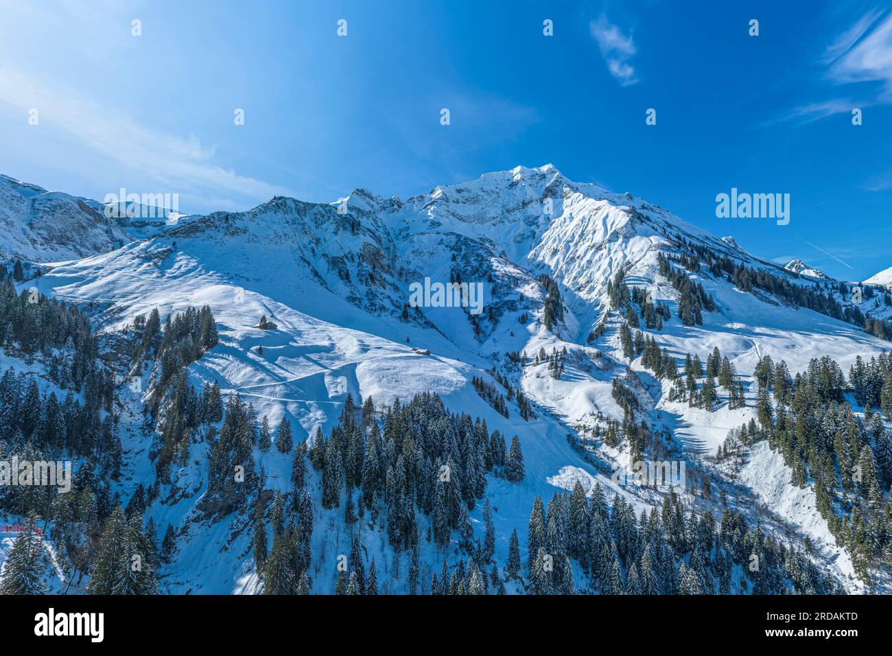The beautiful alpine valley around the small village of Schröcken in ...