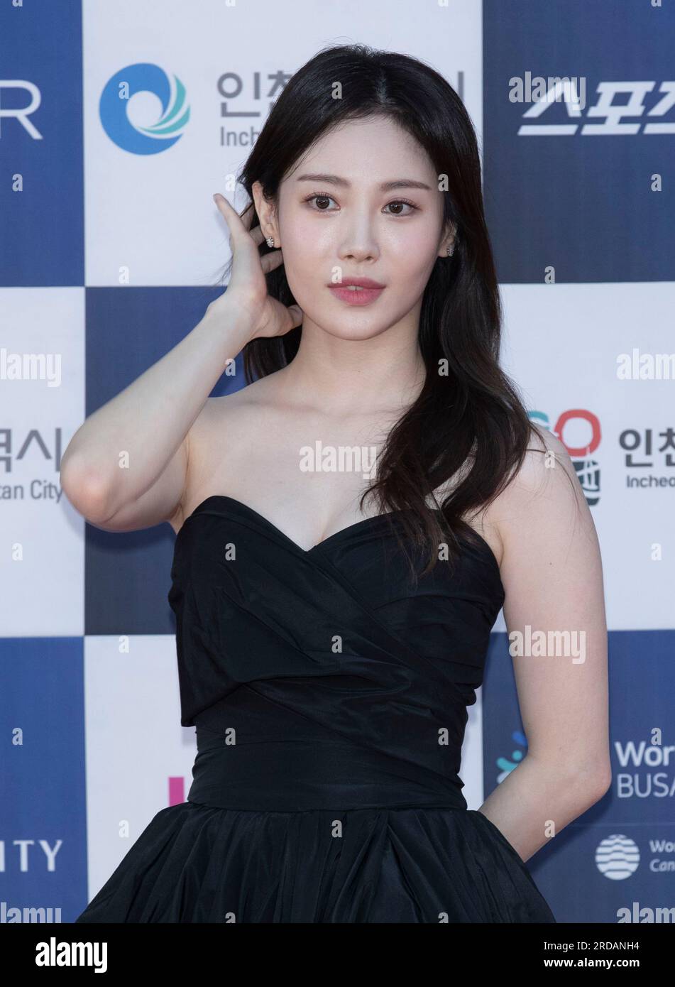 Incheon, South Korea. 19th July, 2023. South Korean actress Yura, former member of K-Pop girl ...