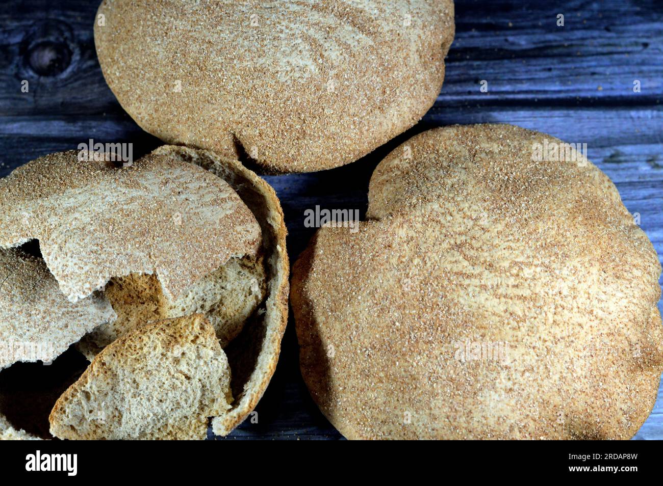 Egyptian brown bran thin crispbread bread, puff thin, crispy and ...