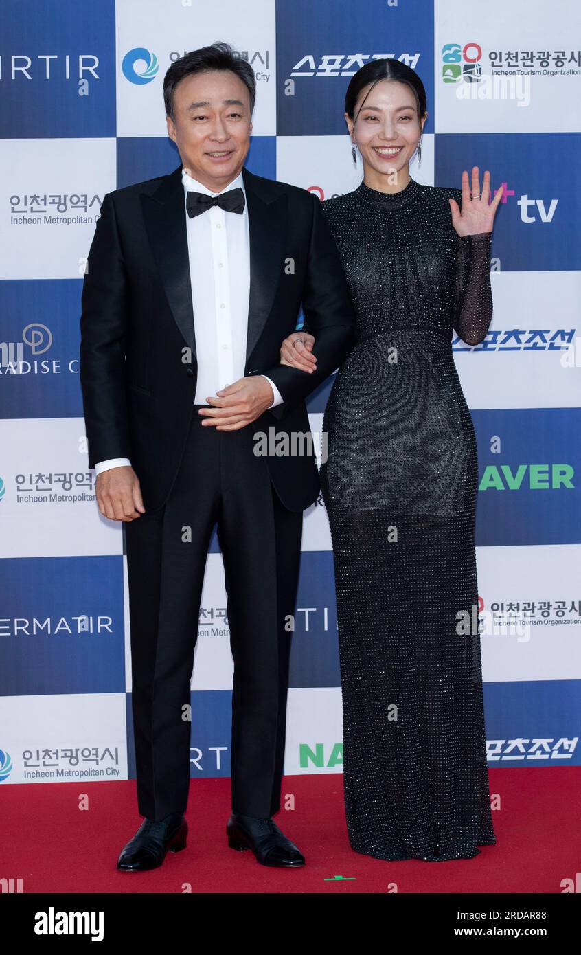 Incheon, South Korea. 19th July, 2023. (L to R) South Korean actors Lee ...