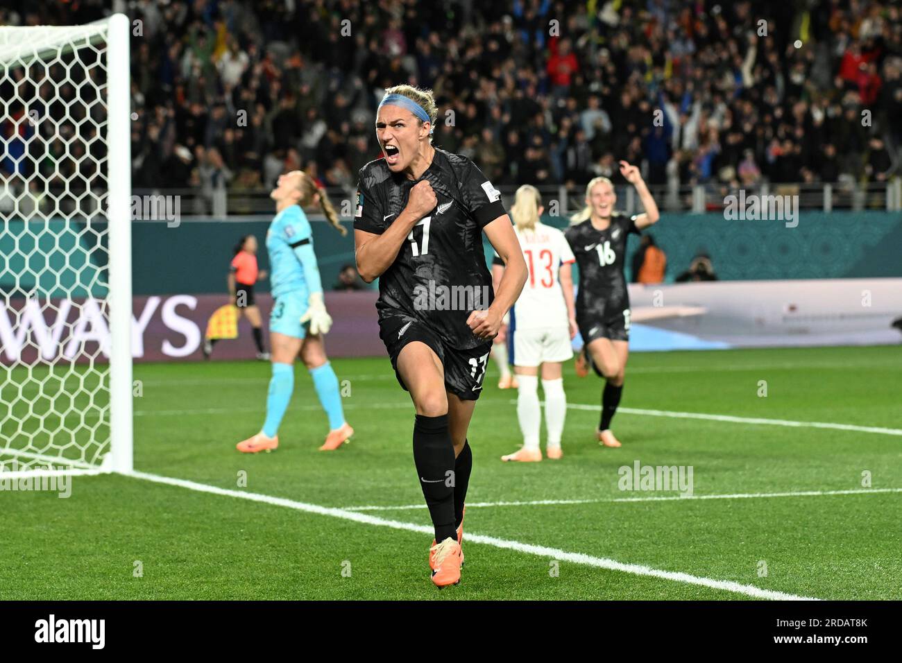 New Zealand's Hannah Wilkinson celebrates after scoring the opening ...