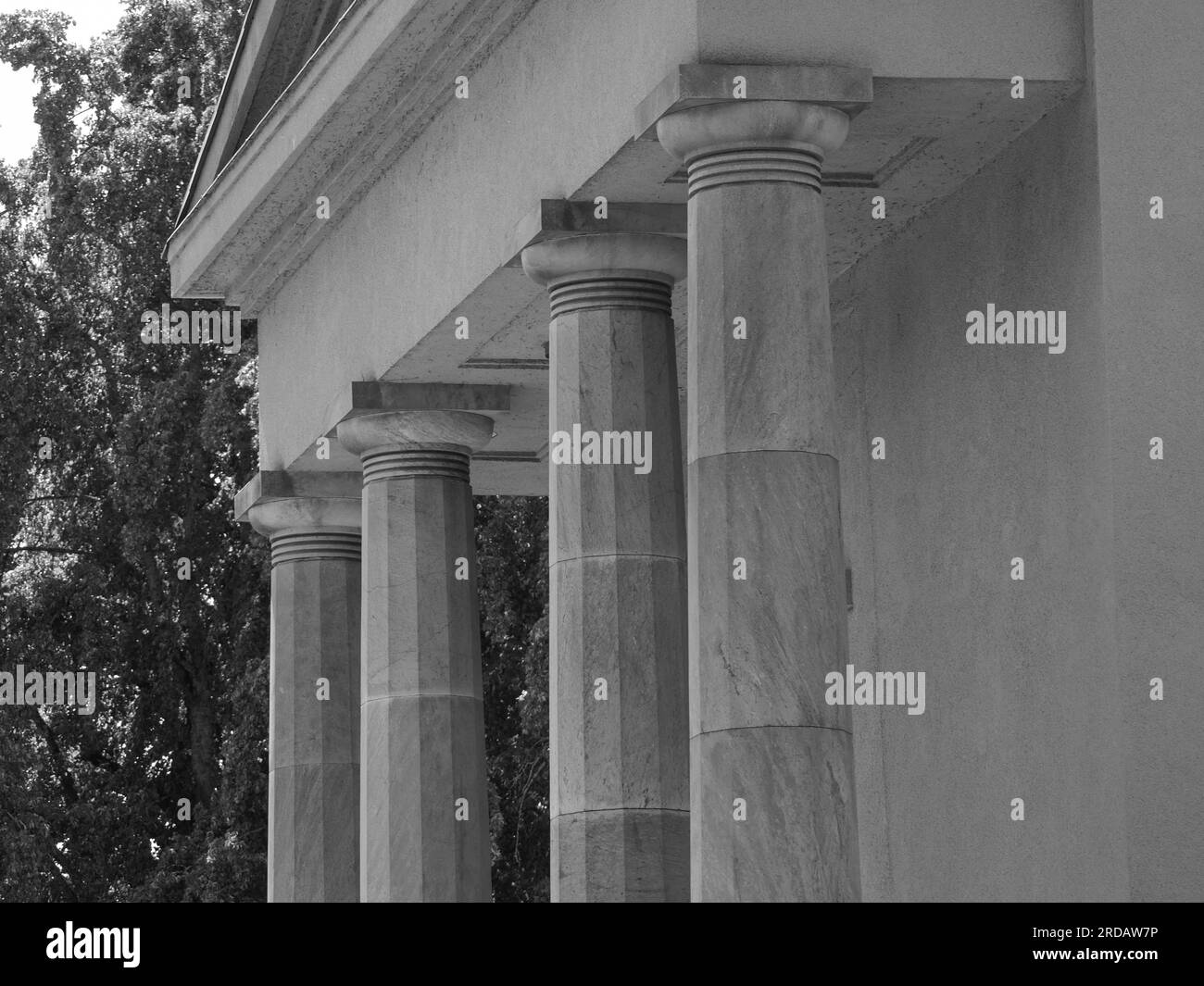 Low angle view of a building with pillar in black and white Stock Photo ...