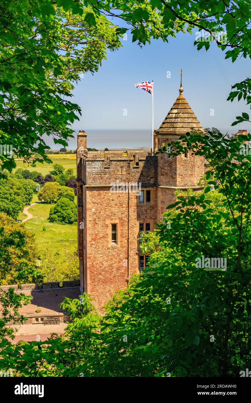 Dunster Castle with the Bristol Channel beyond, Somerset, England, UK ...