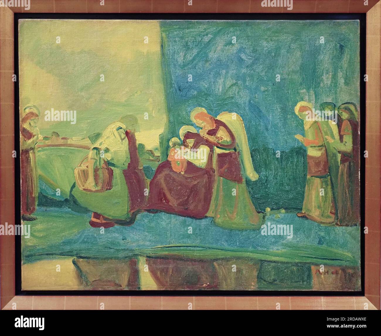 Legend (Adoration ot the Angels in Green), painting on textile support ...