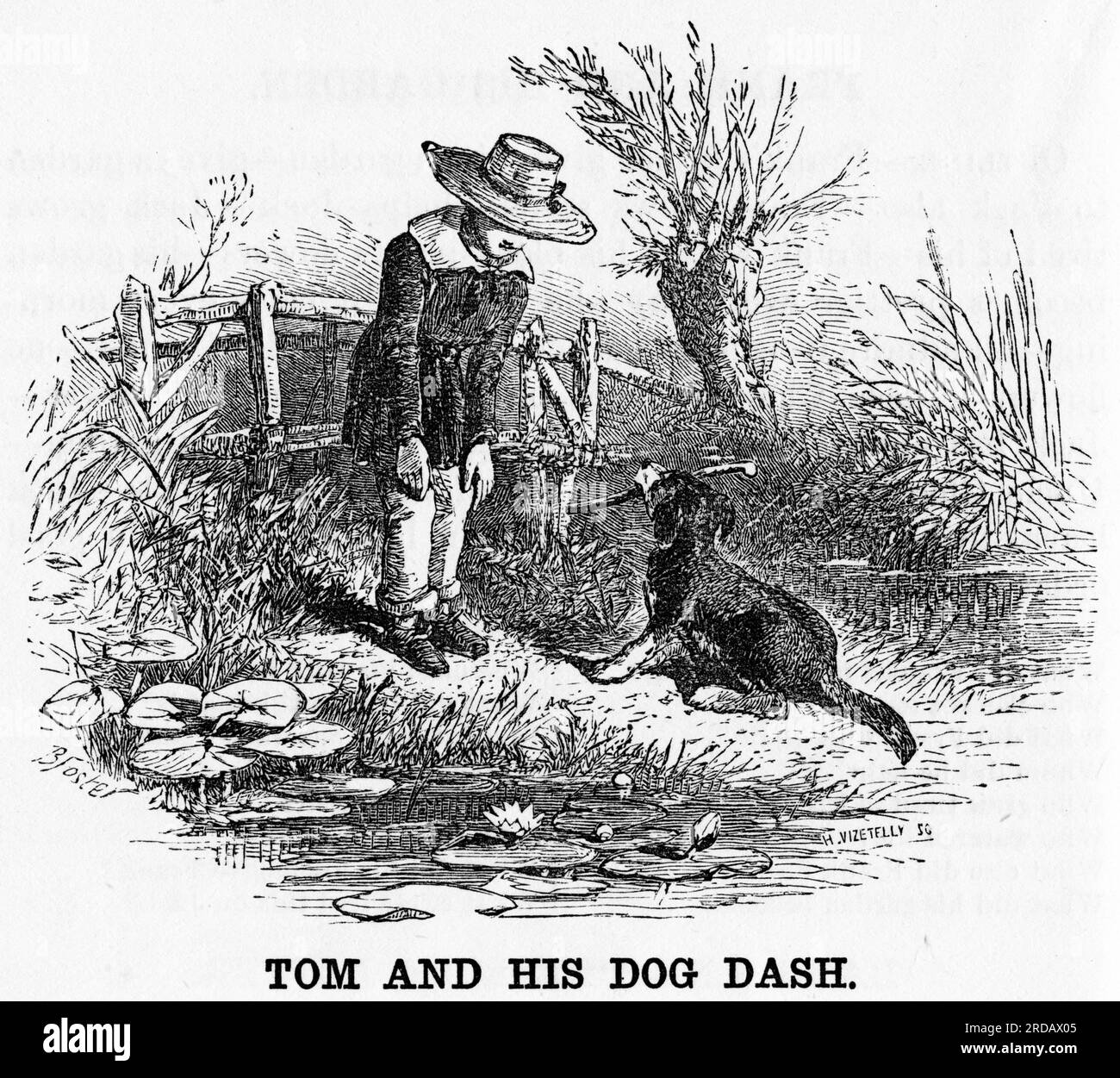 Engraving of Tom and his dog Dash, circa 1880 Stock Photo - Alamy