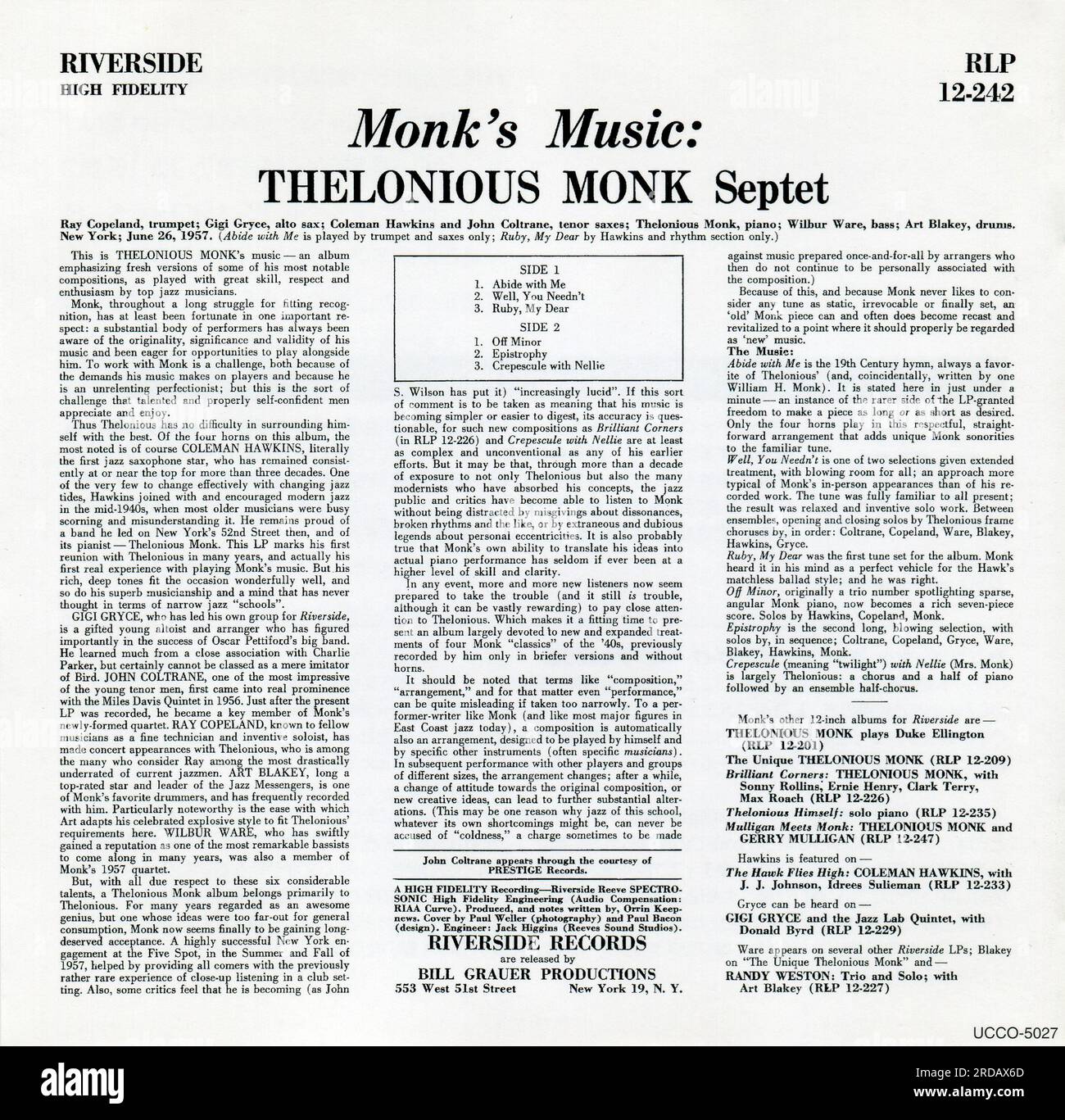 CD: Thelonious Monk - Monk's Music (UCCO-90029), Released: October 10 ...