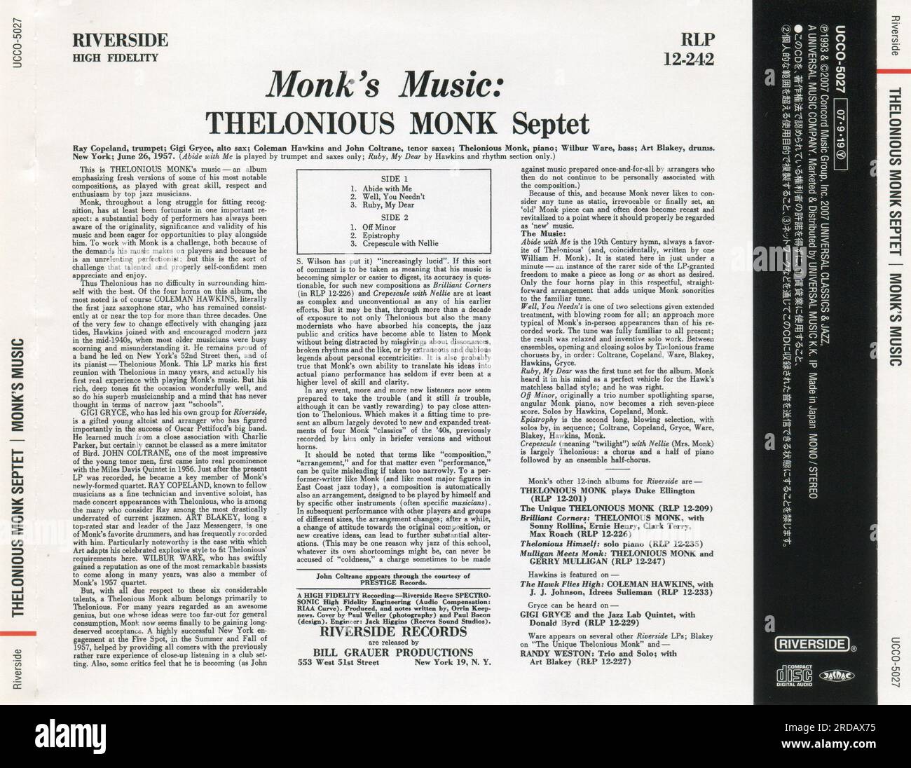 CD: Thelonious Monk - Monk's Music (UCCO-90029), Released: October 10 ...