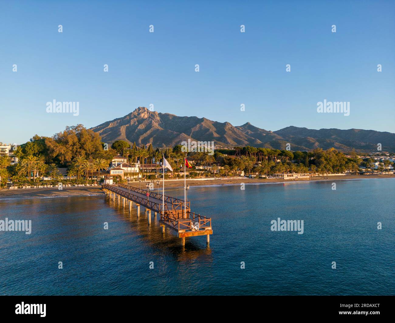 nice jetty on a beach in the town of Marbella on the Costa del Sol ...
