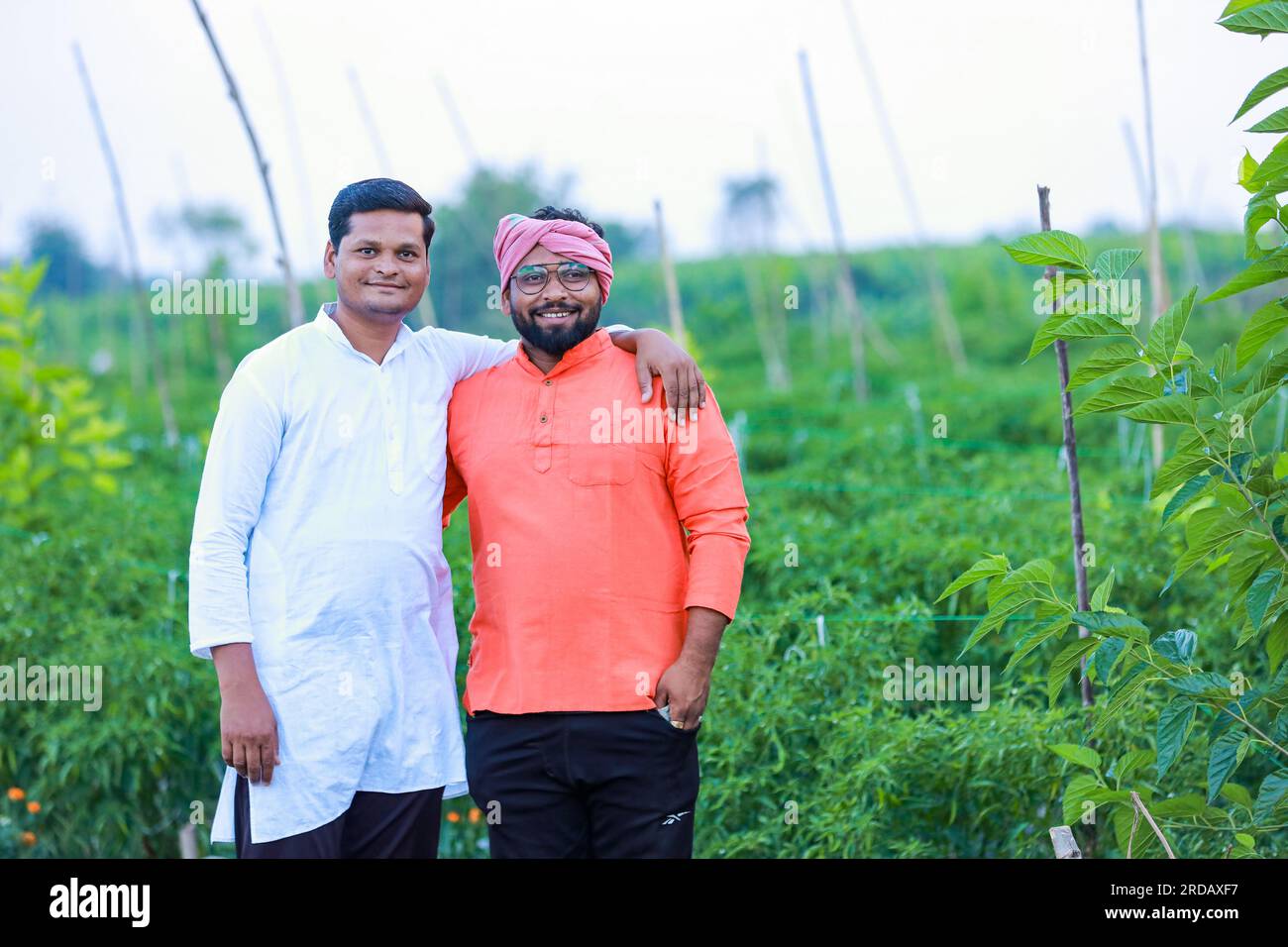 two indian farmer standing in farm, happy farmer , brothers Stock Photo ...