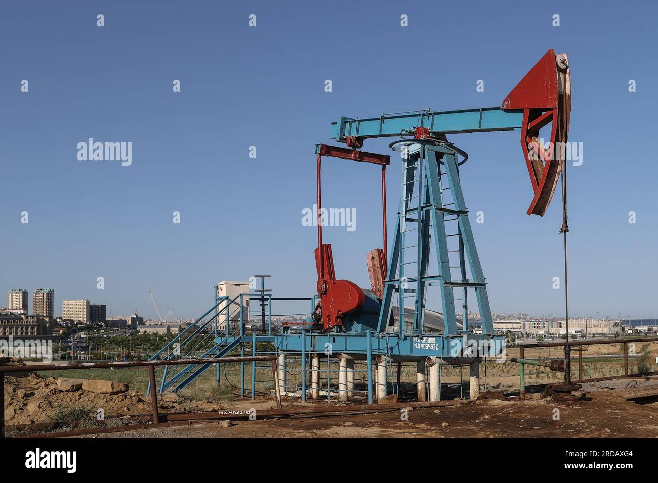 14.07.2023. Azerbaijan. Baku. Oil production in Azerbaijan. Oil pumping ...