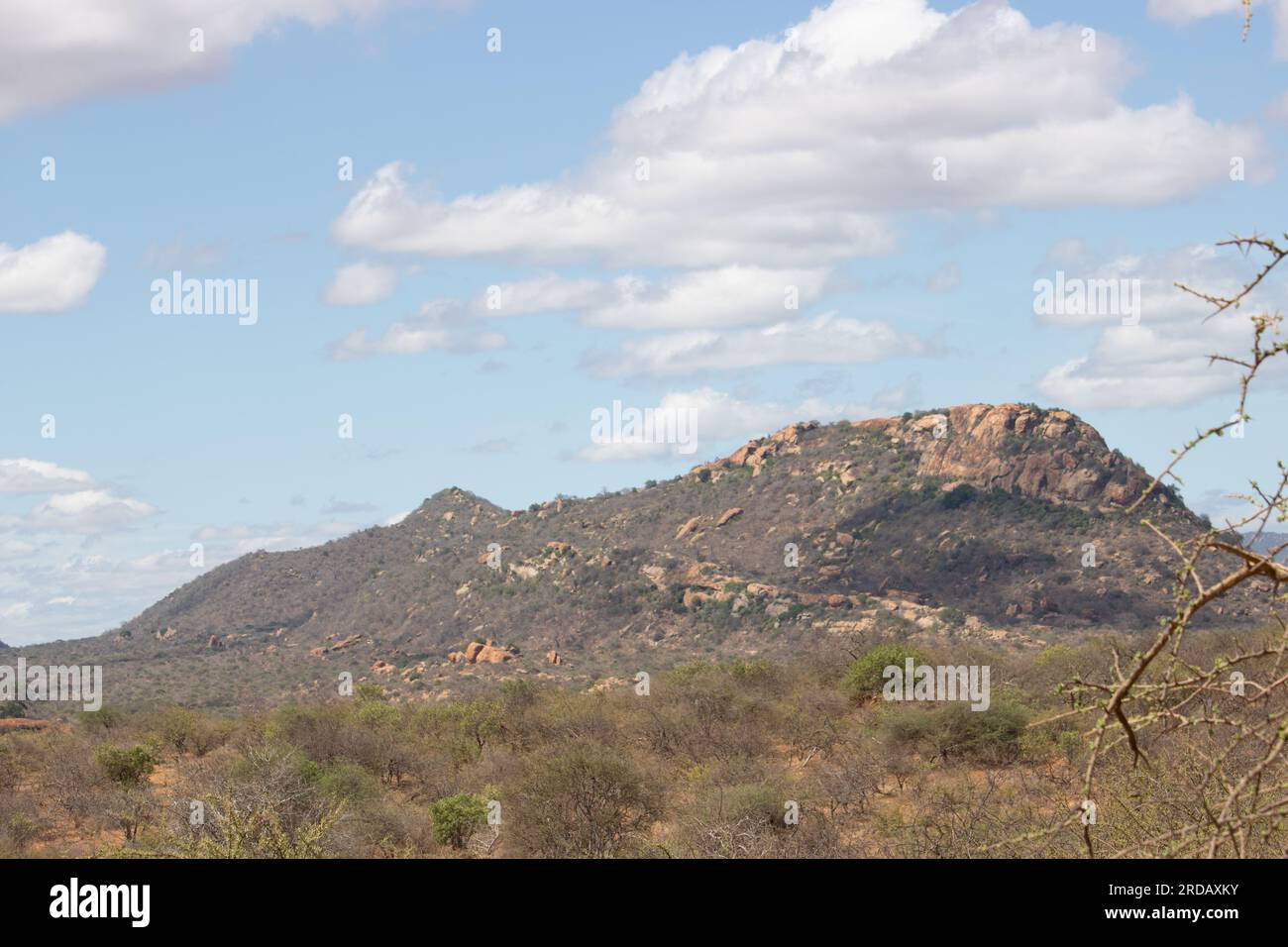 Beautiful sunset landscape in Africa, savanna taken on a safari ...