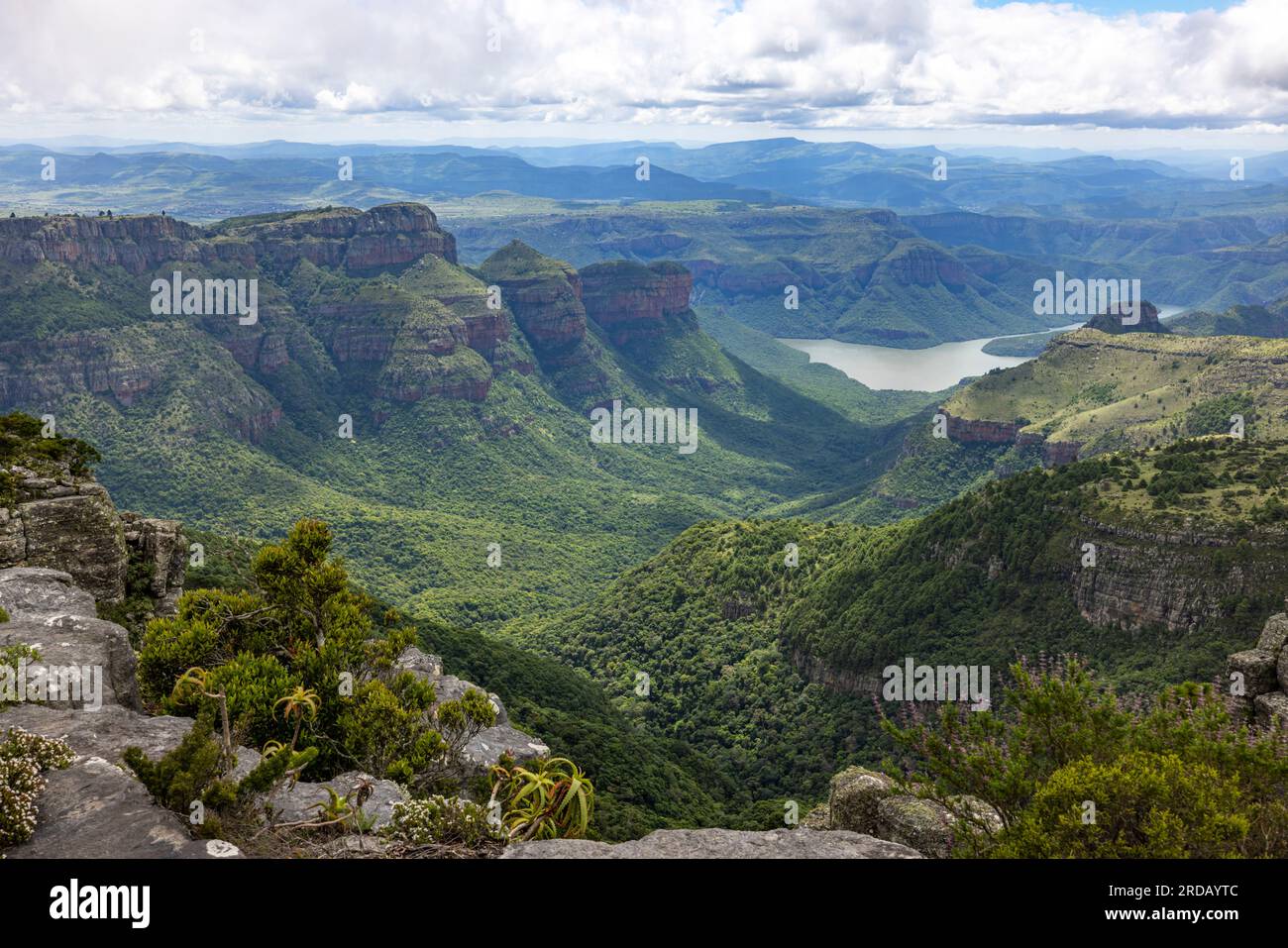 View down the green valley and mountains from Mariepskop South Africa ...