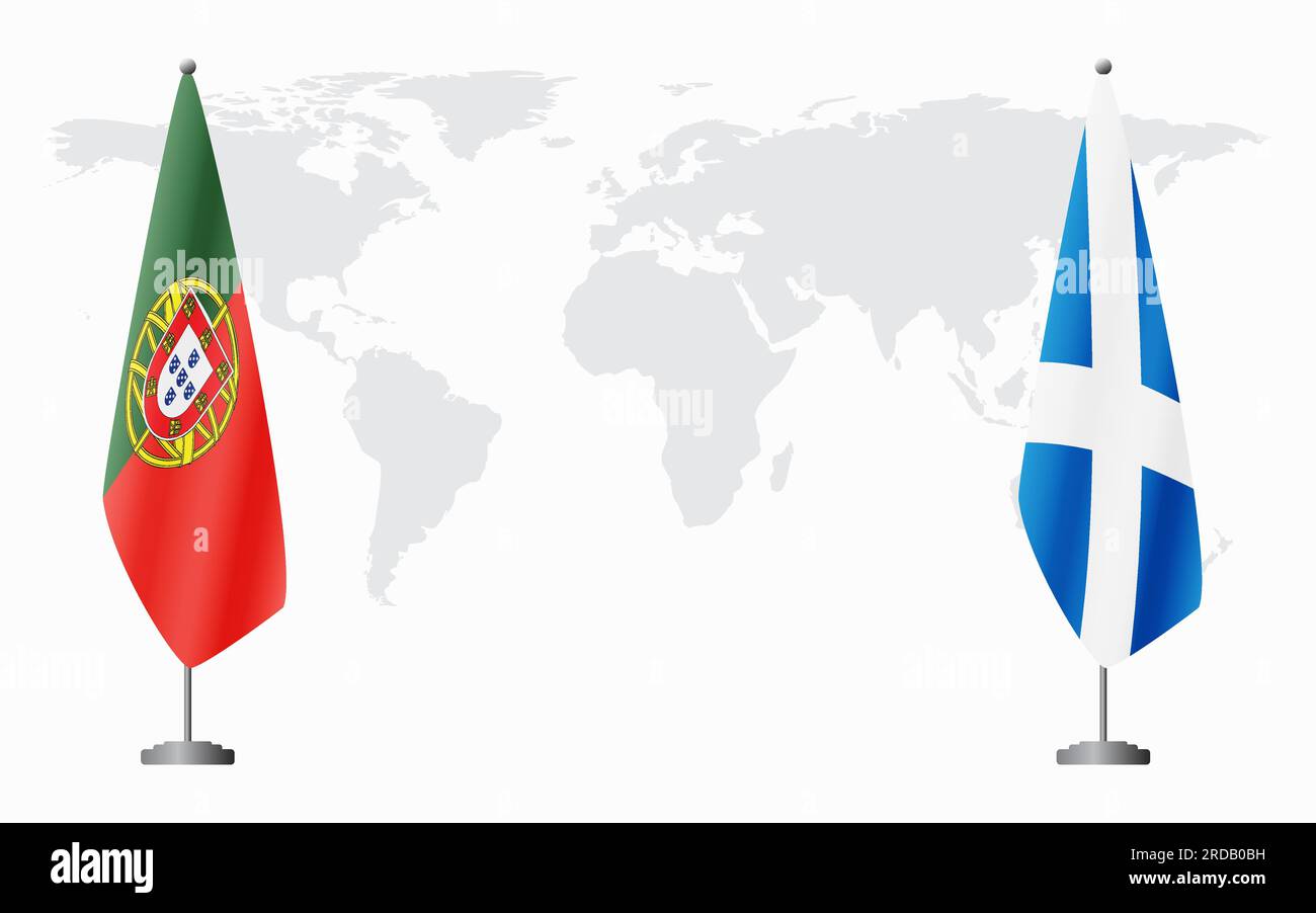 Portugal and Scotland flags for official meeting against background of ...