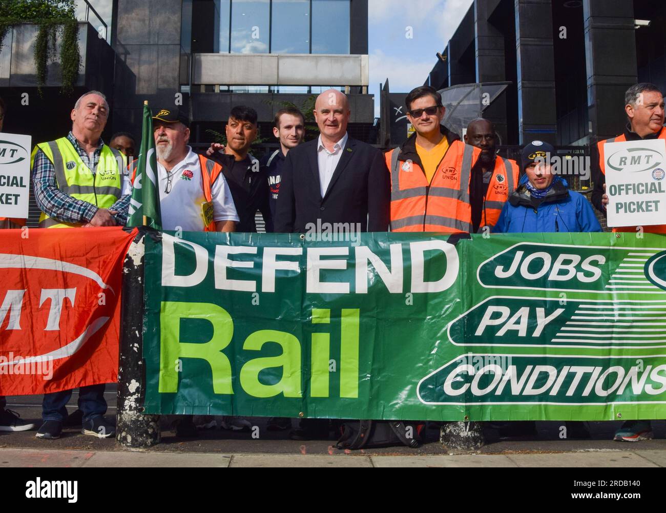 London, UK. 20th July 2023. RMT General Secretary MICK LYNCH joins the ...