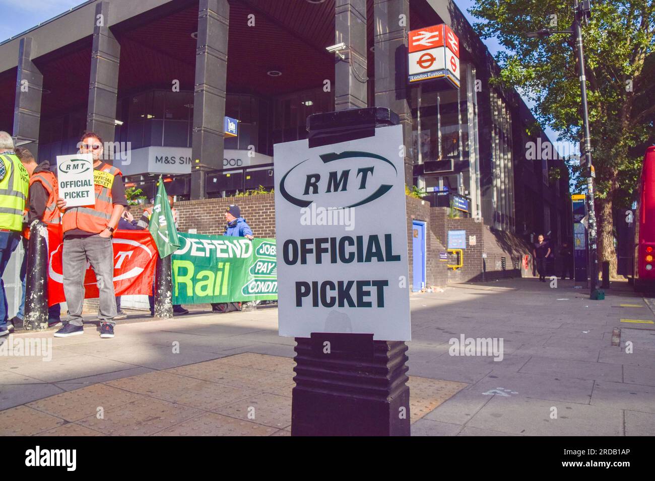 London, UK. 20th July 2023. RMT picket line outside Euston Station as ...