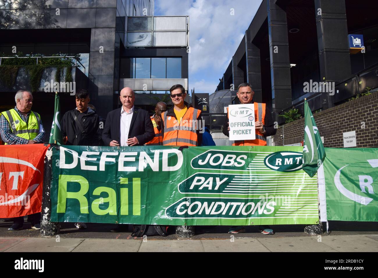 London, UK. 20th July 2023. RMT General Secretary MICK LYNCH joins the ...