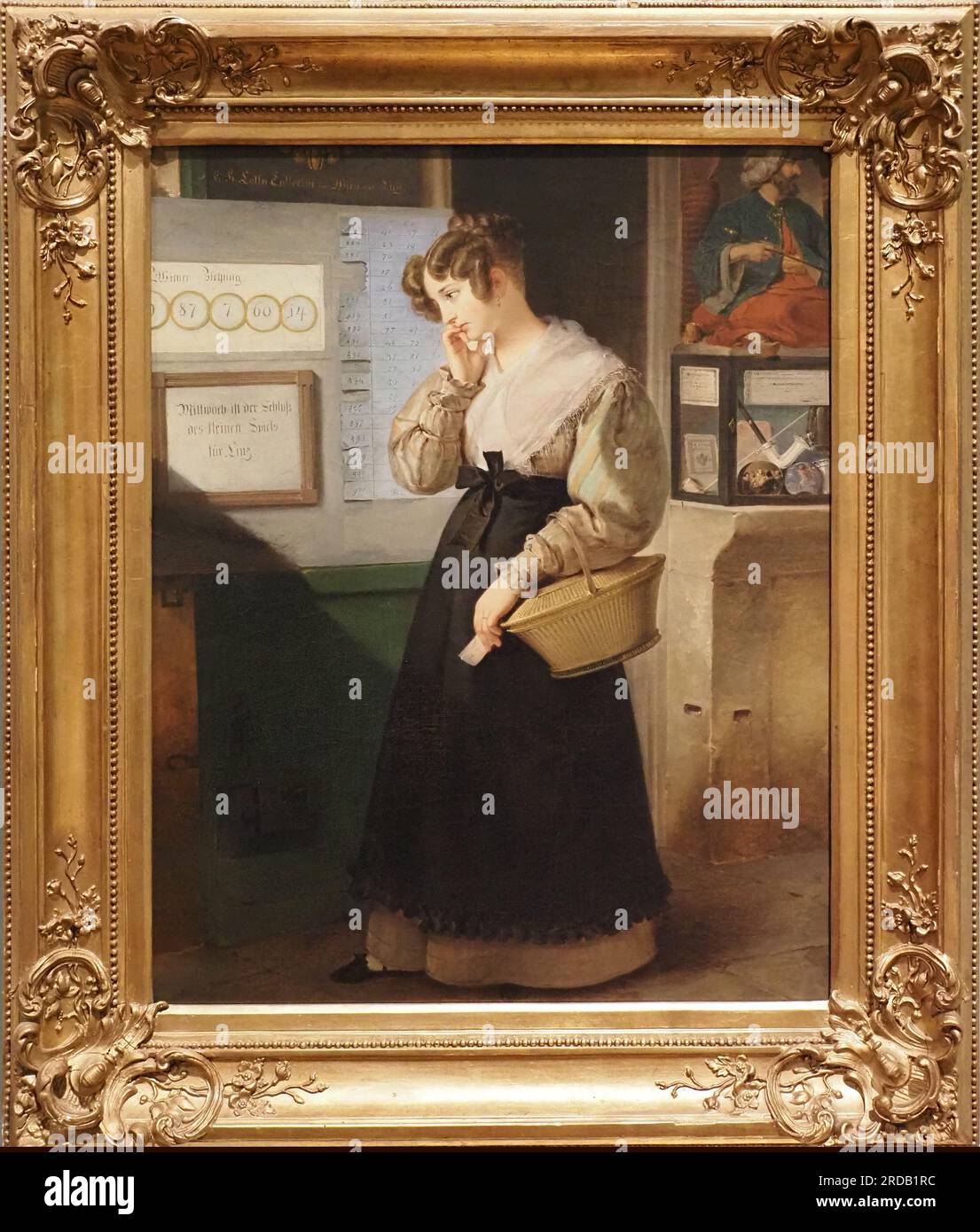 Girl in front of the Lottery, oil on canvas, 1829. Creator: Peter Fendi ...
