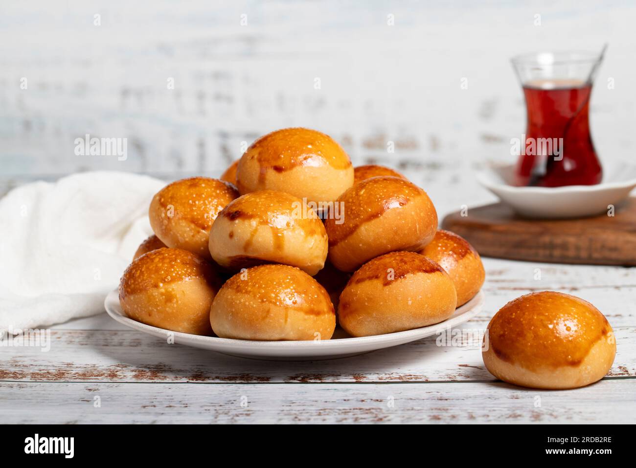 Turkish little pogaca. traditional flavors. Pogaca on wooden background ...