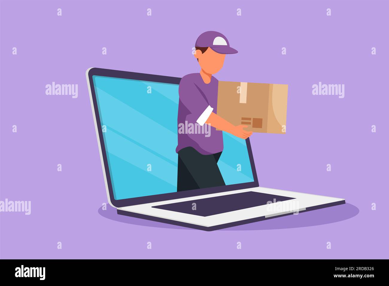 Cartoon flat style drawing male courier delivers box package and ...
