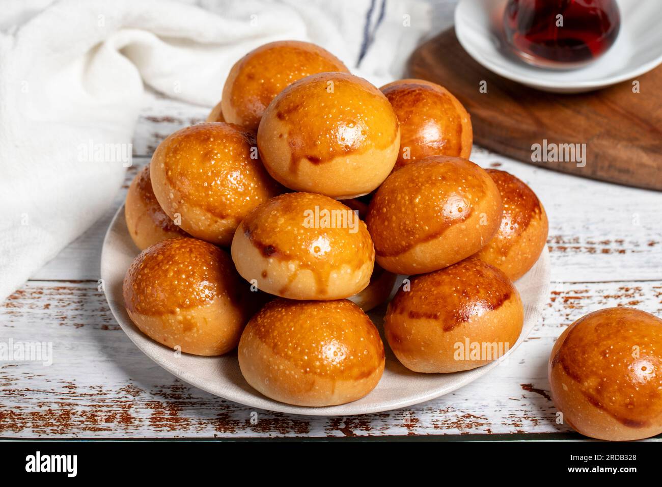Turkish little pogaca. traditional flavors. Pogaca on wooden background ...