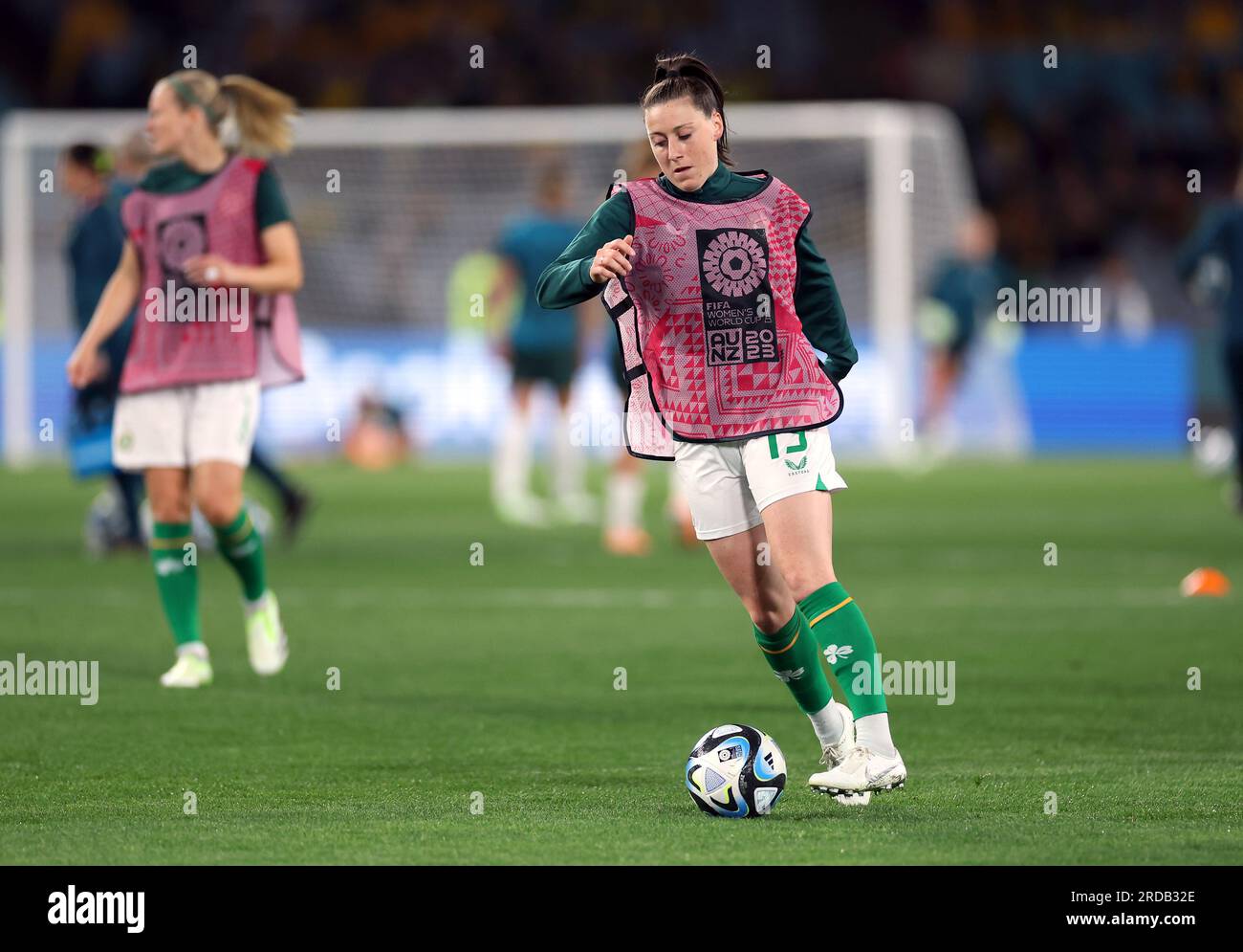 Republic of Ireland's Lucy Quinn warms up on the pitch before the FIFA ...