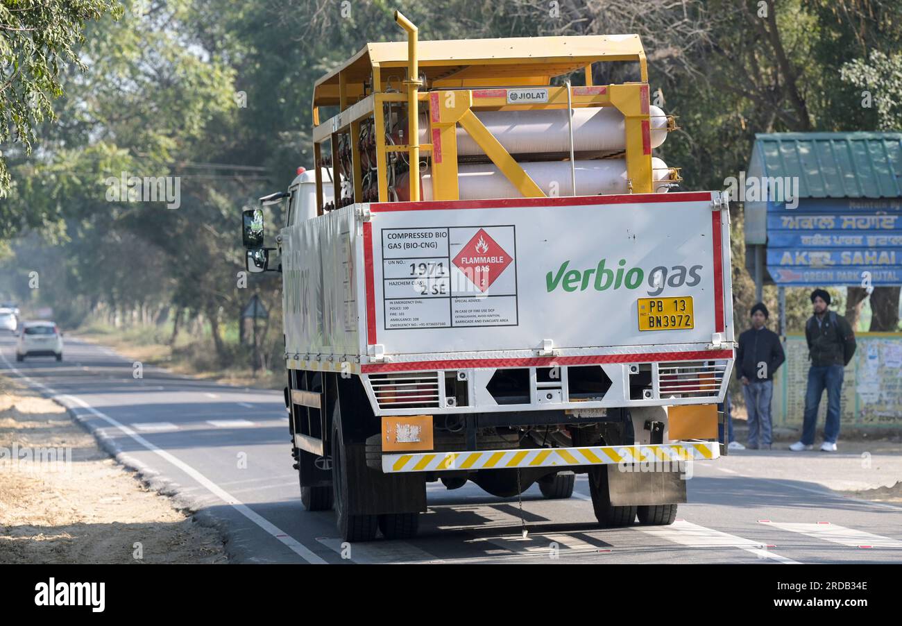 INDIA, Punjab, Lehragaga, Verbio biogas plant process paddy straw to ...