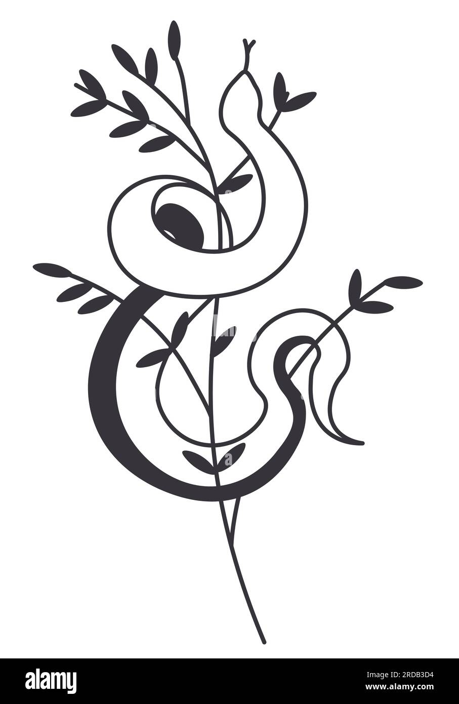 Snake waving around branch of tree with leaves Stock Vector Image & Art ...