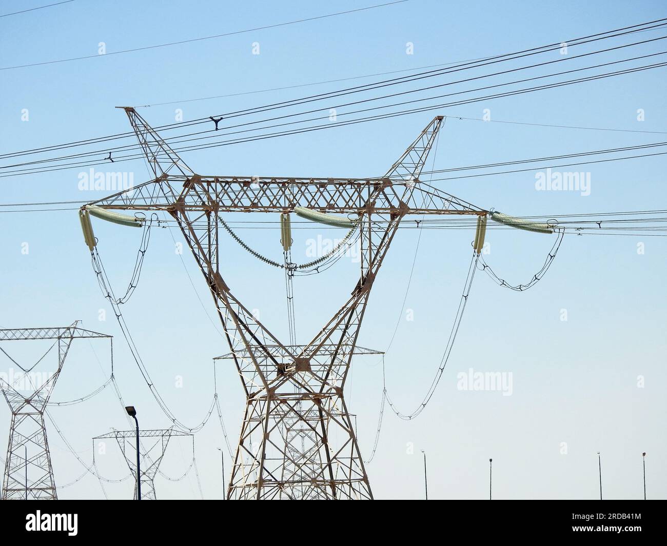 A transmission tower, electricity pylon which is a tall steel lattice ...