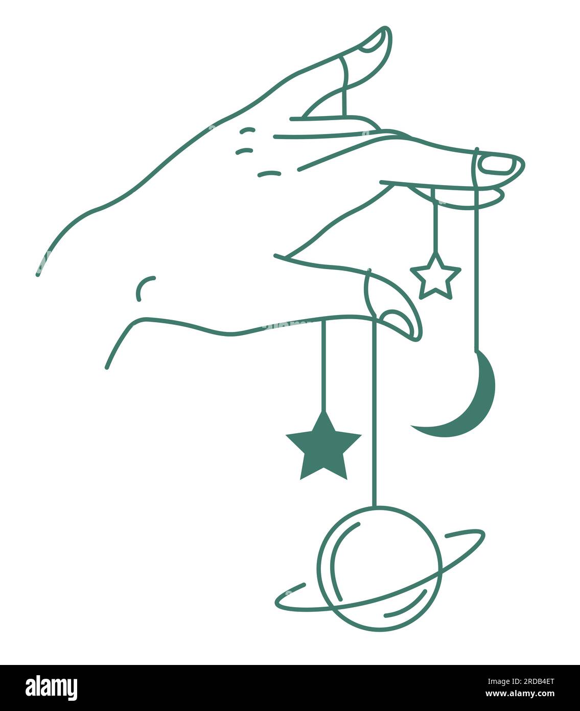 Hand holding planets and stars on threads, magic Stock Vector Image ...