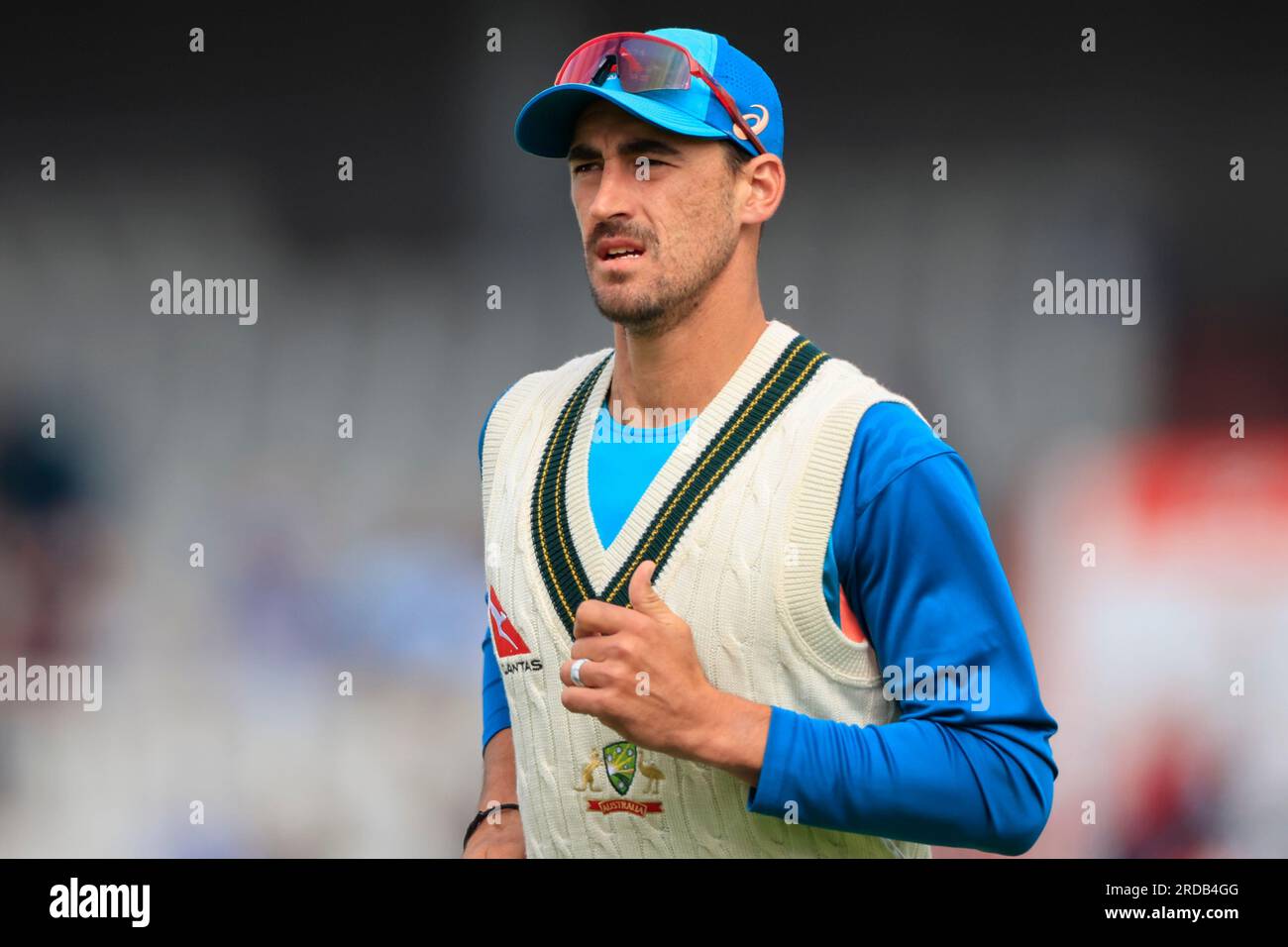 Mitchell Starc of Australia during the warm up ahead of the LV ...