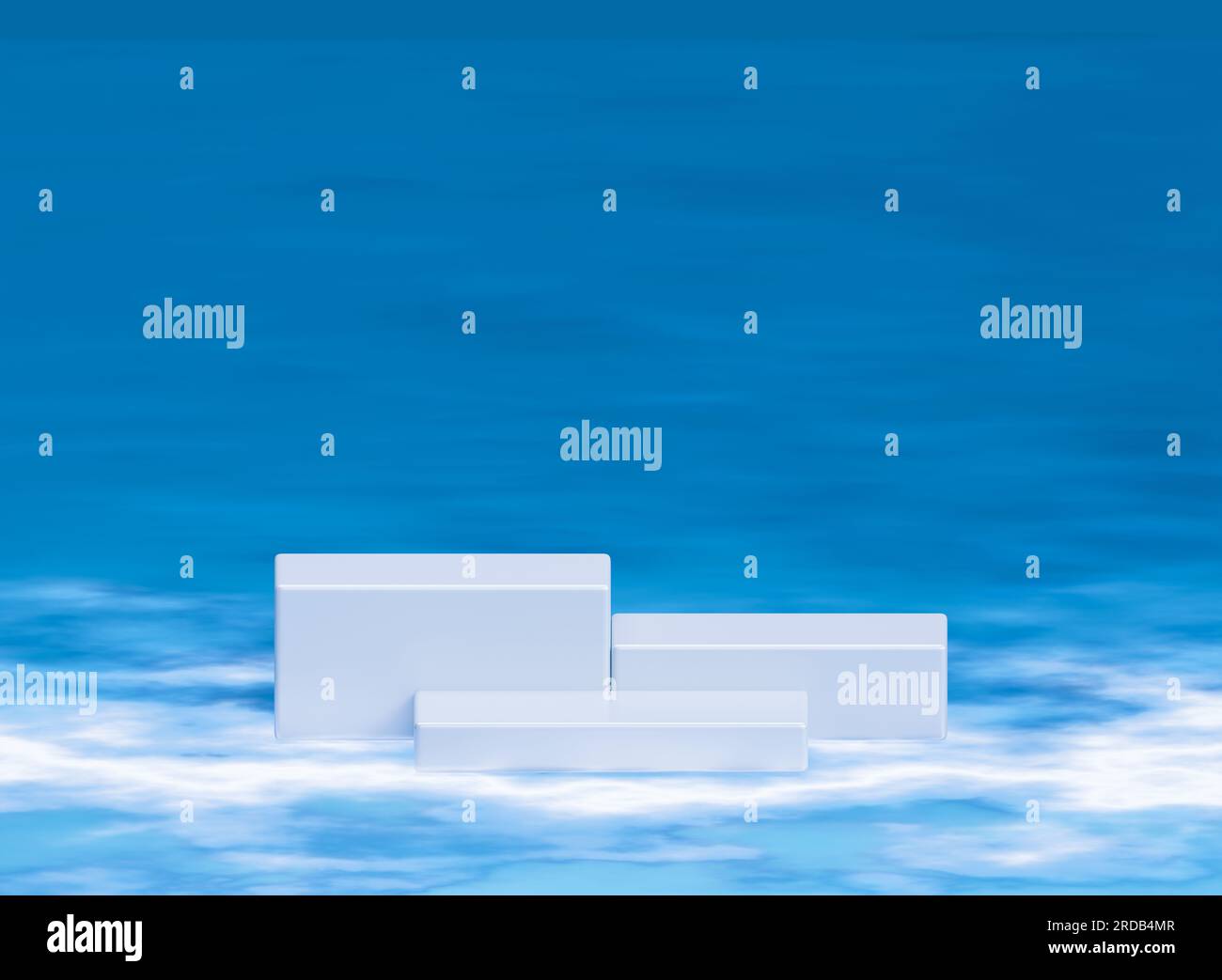 white square pedestal step pattern blue background,mock up podium for ...