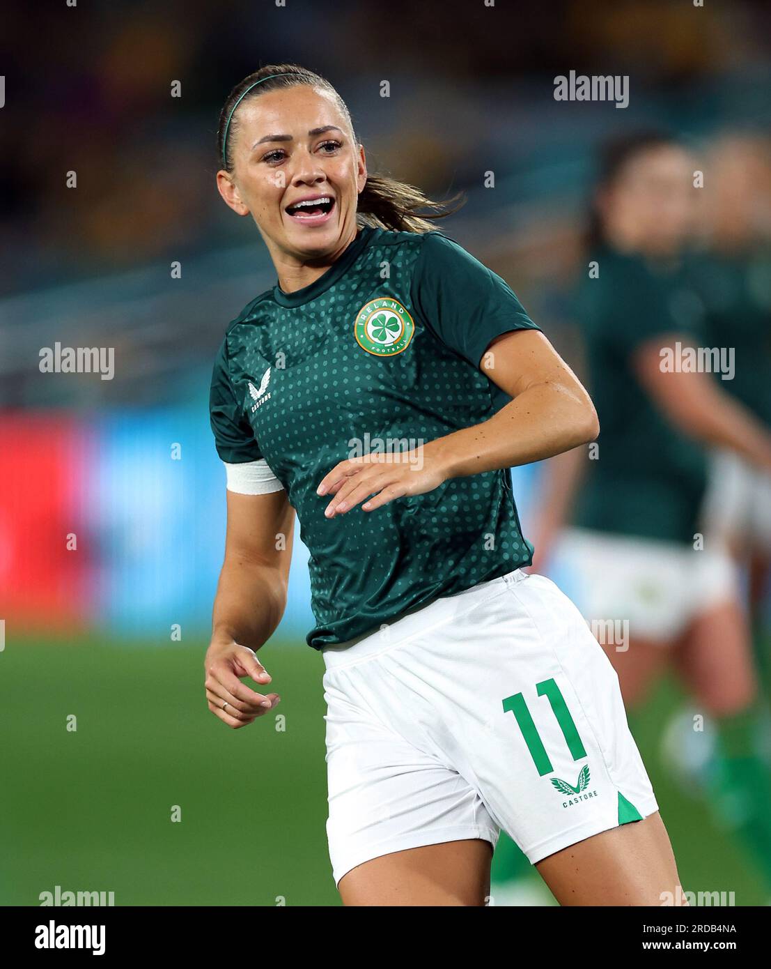Republic of Ireland's Katie McCabe warms up on the pitch before the ...