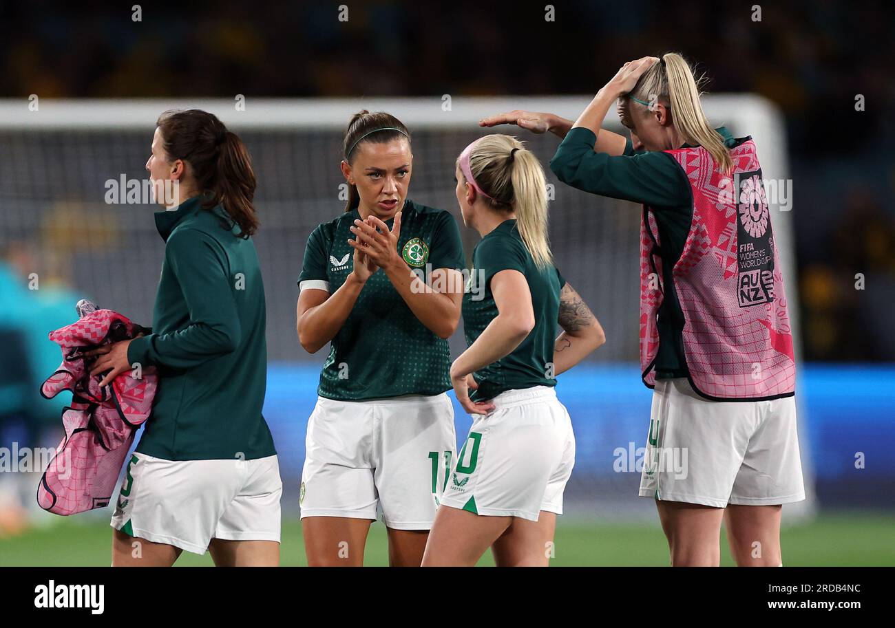 Republic of Ireland's Katie McCabe warms up on the pitch before the ...