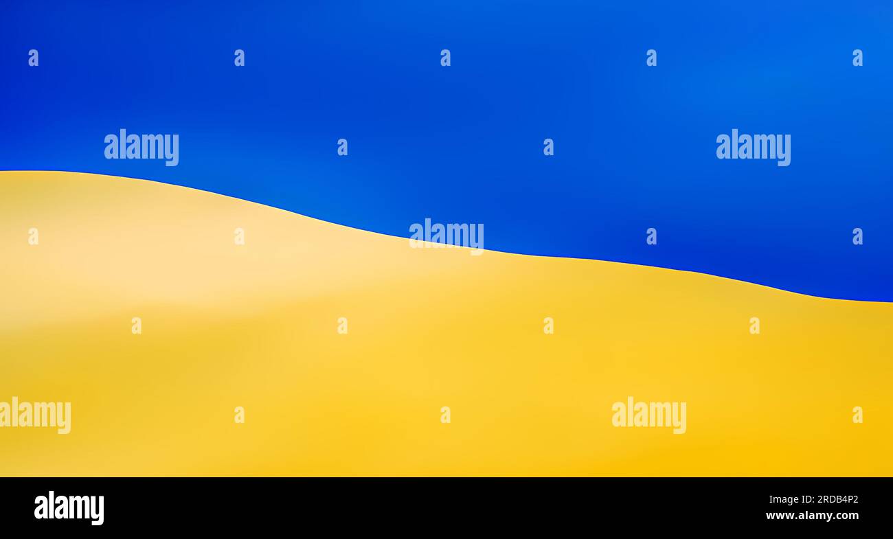 Ukrainian flag. realistic illustration. Waves, shadow and bright areas ...