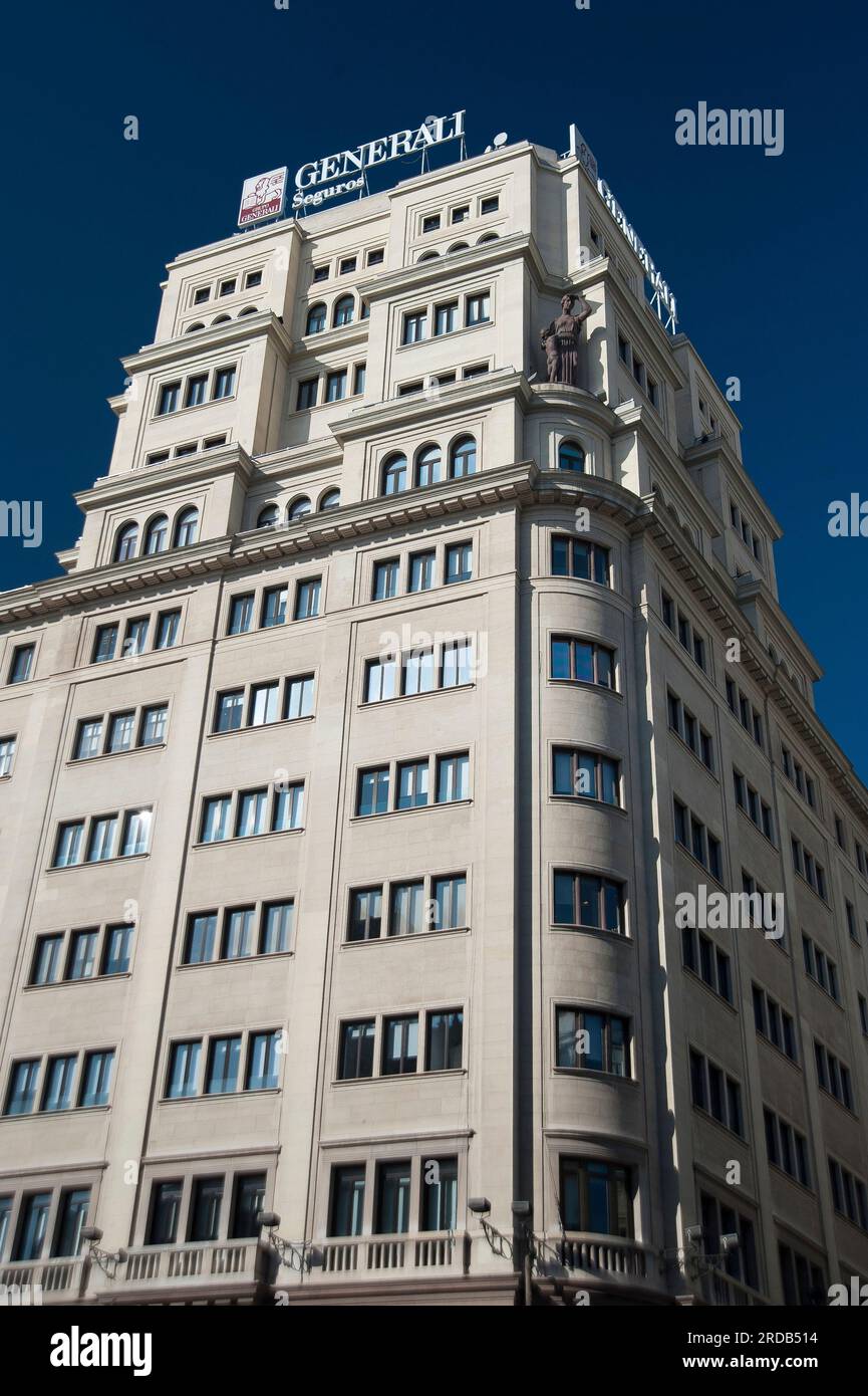 Generali Building, Calle Alcalà, Madrid, Spain, Europe Stock Photo - Alamy