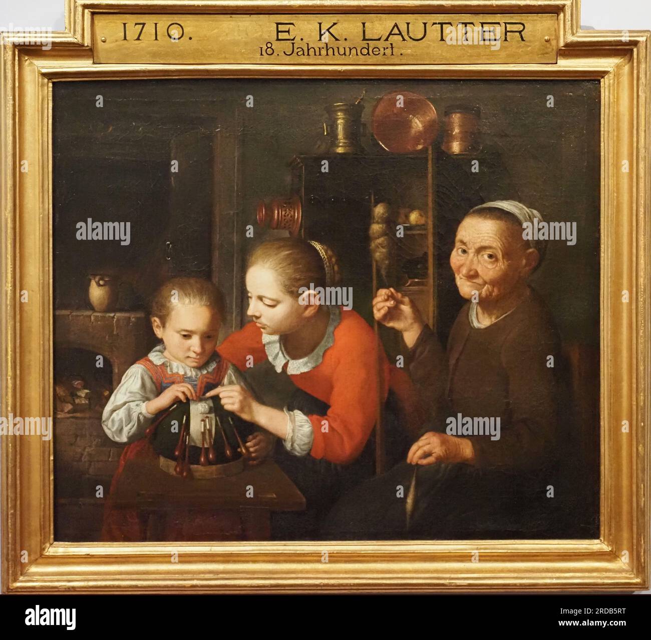 The Lacemaker, oil on canvas, 1710. Creator: E.K. Lautter, active ...