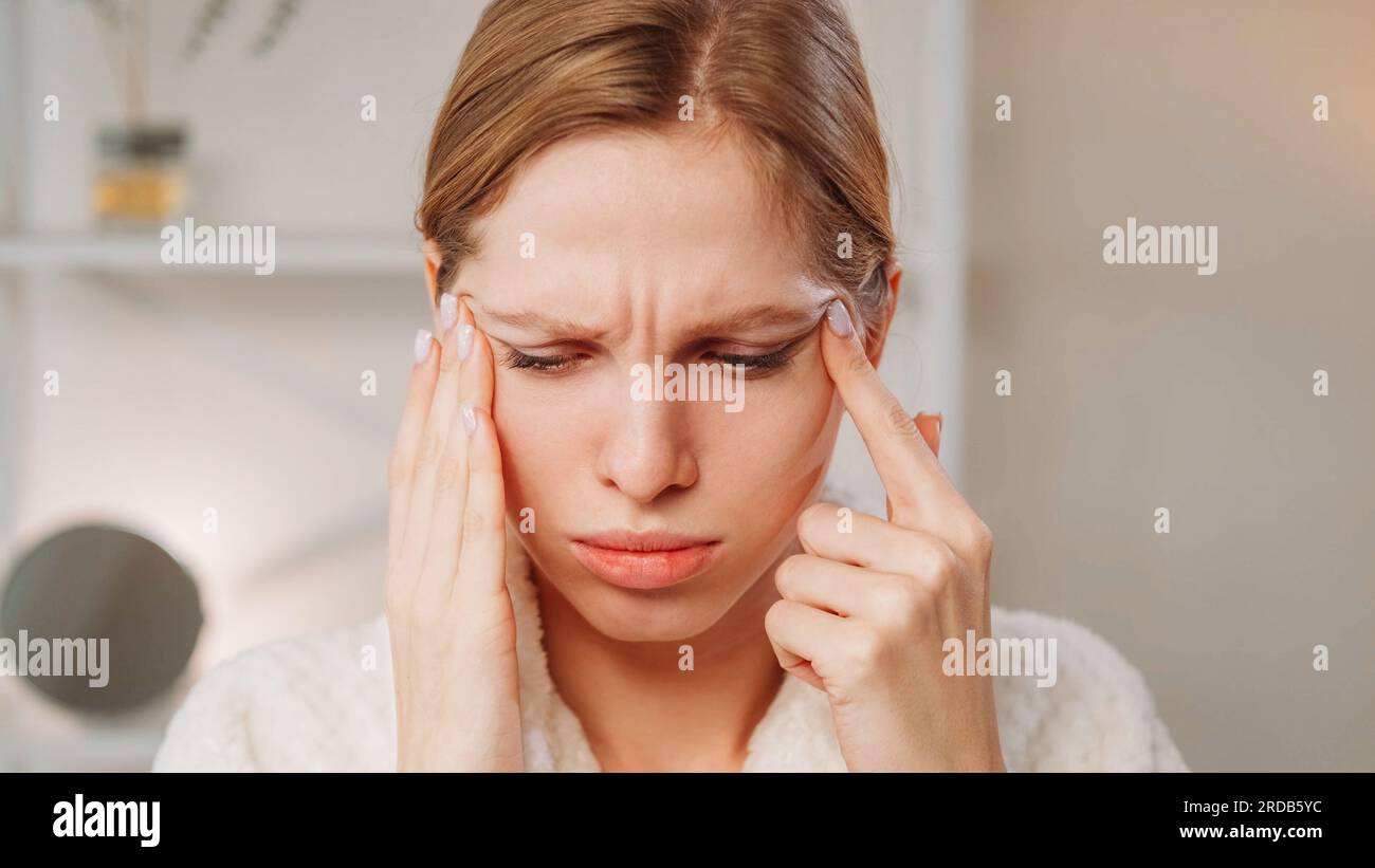 Anti-wrinkle skincare face lifting sad woman skin Stock Photo - Alamy