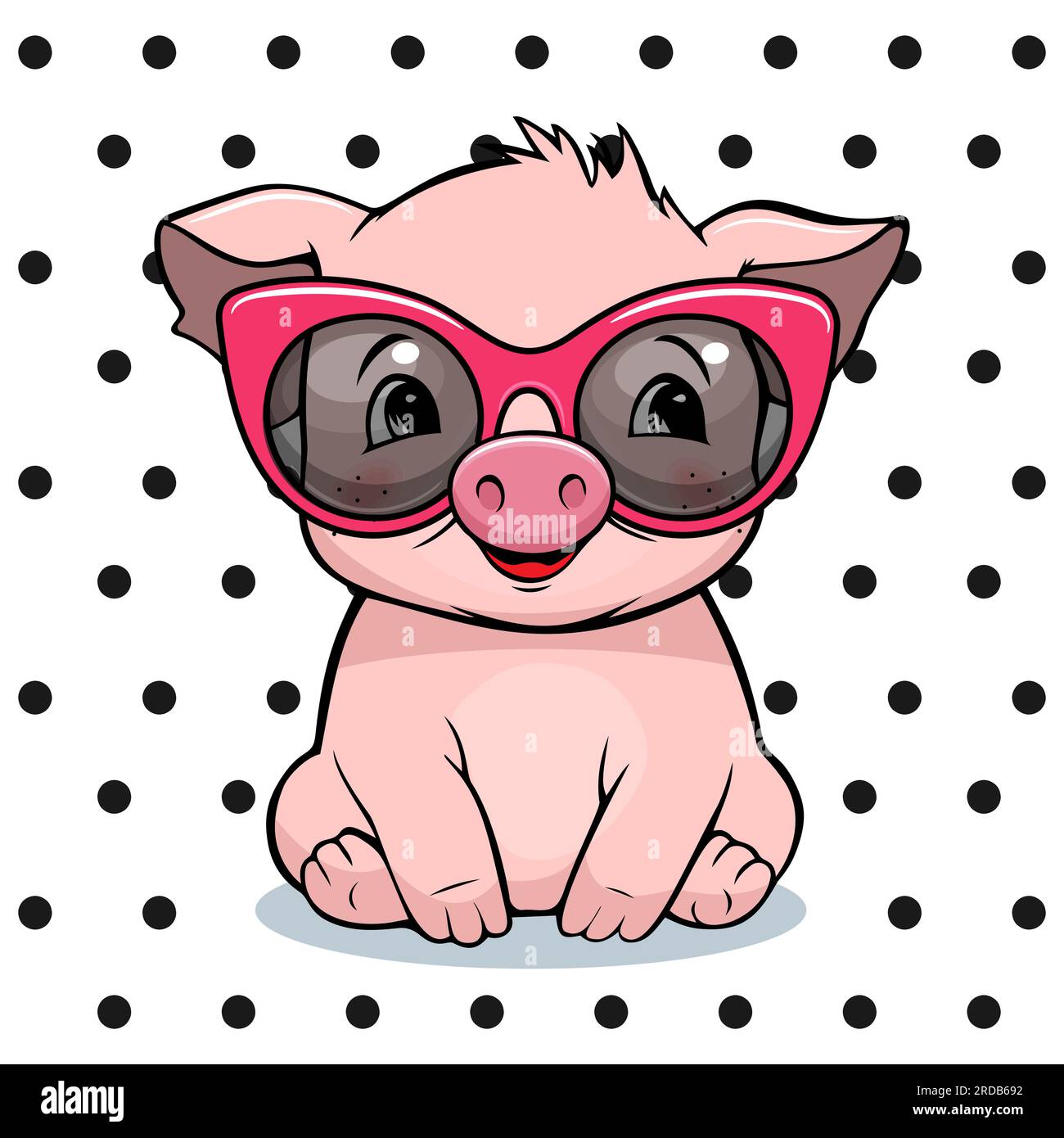 Cute cool baby pig in sunglasses on white background. Vector ...