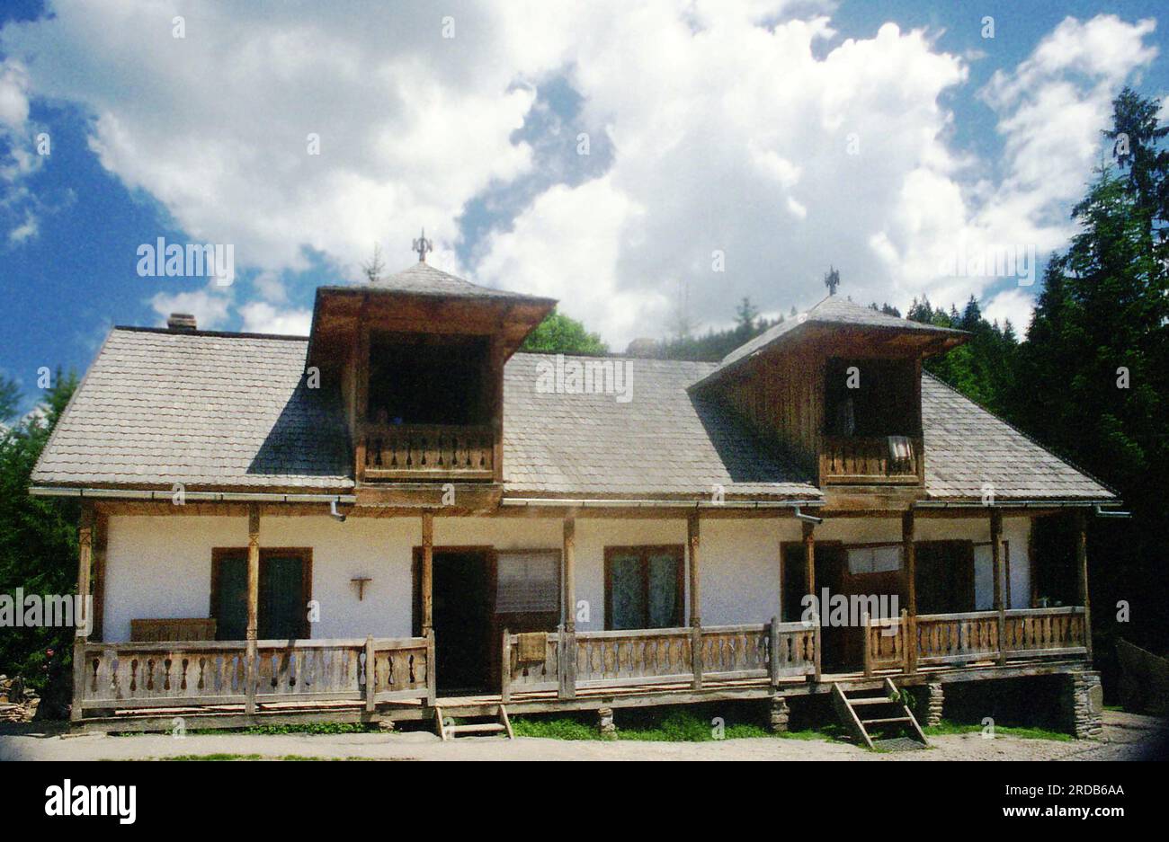Neamt County, Romania, 1999. Exterior of a simple traditional house ...