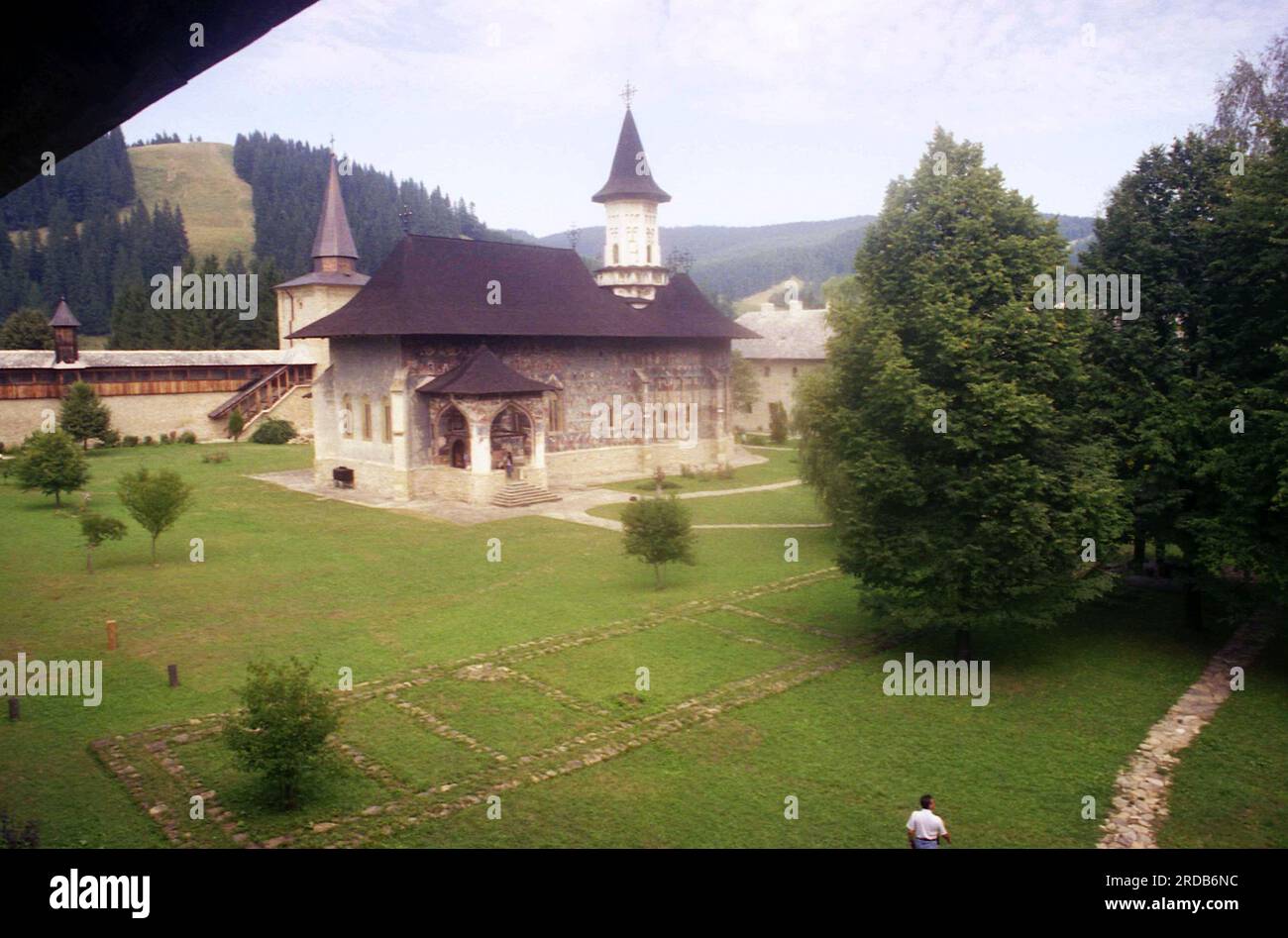 Sucevita, Suceava County, Romania, 1998. Exterior view of Sucevita ...